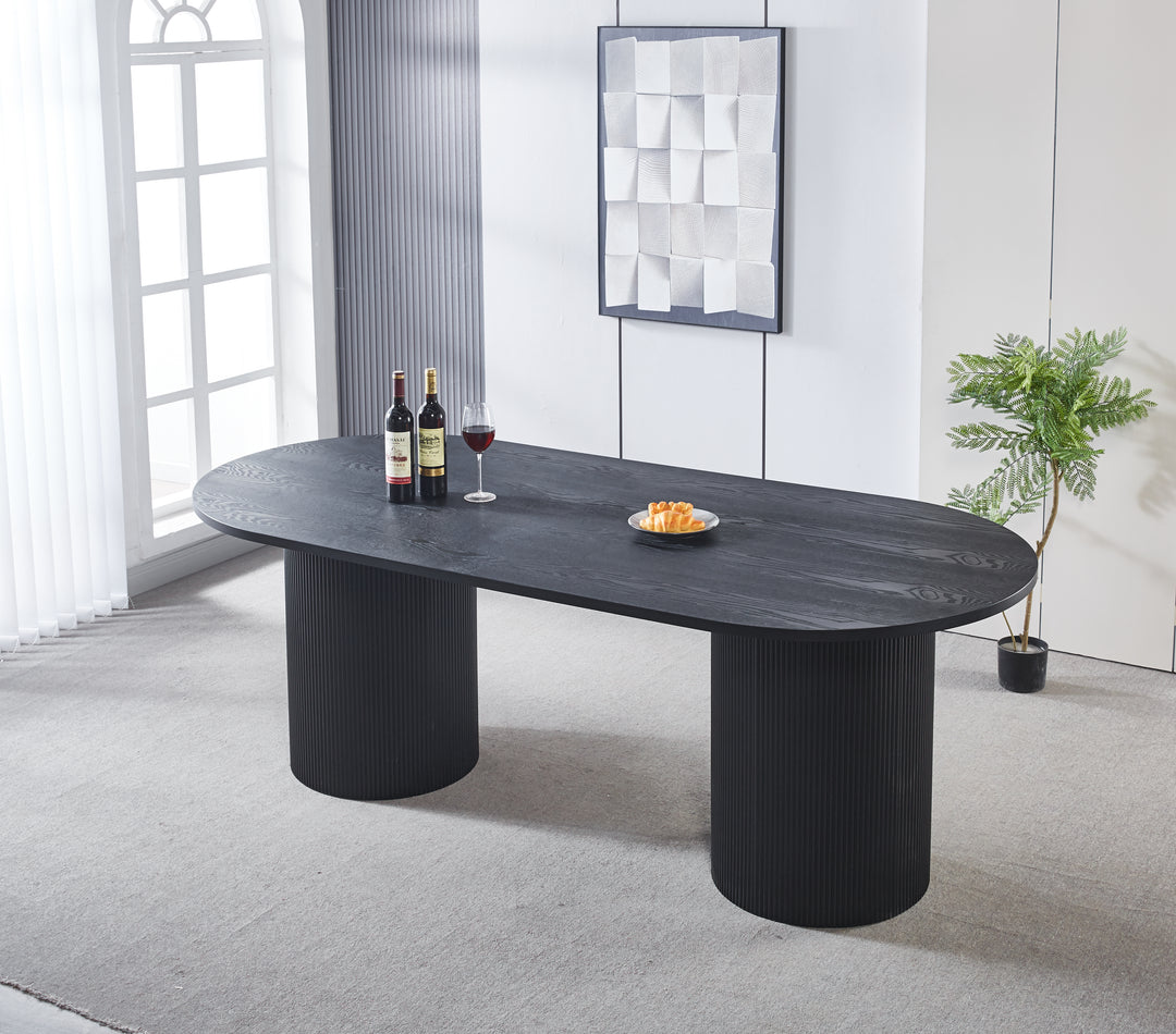 Luna Black Wood Oval Dining Table – Lush Interiors