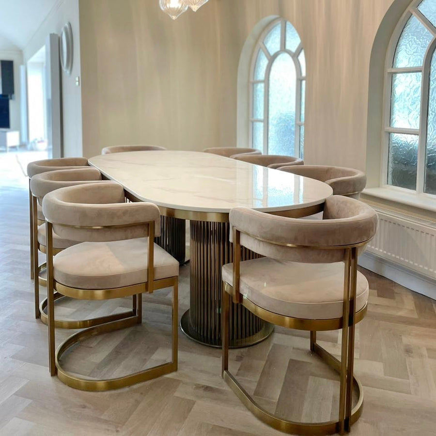 Pre-Order: Luca Marble 220cm Table & Sandro Chair Set – Lush Interiors