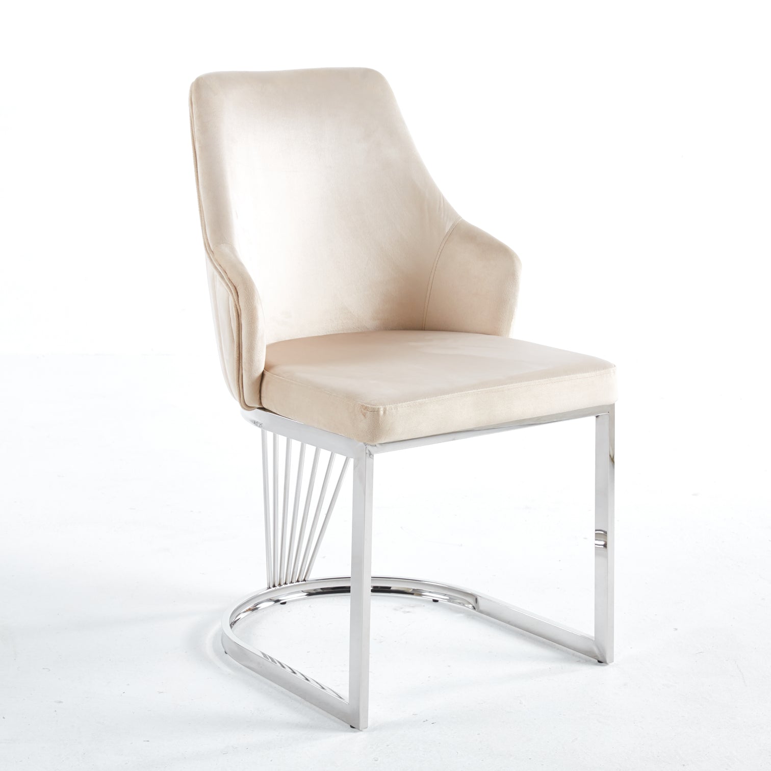 Lanvin Cream & Silver Velvet Dining Chair | Lush Interiors