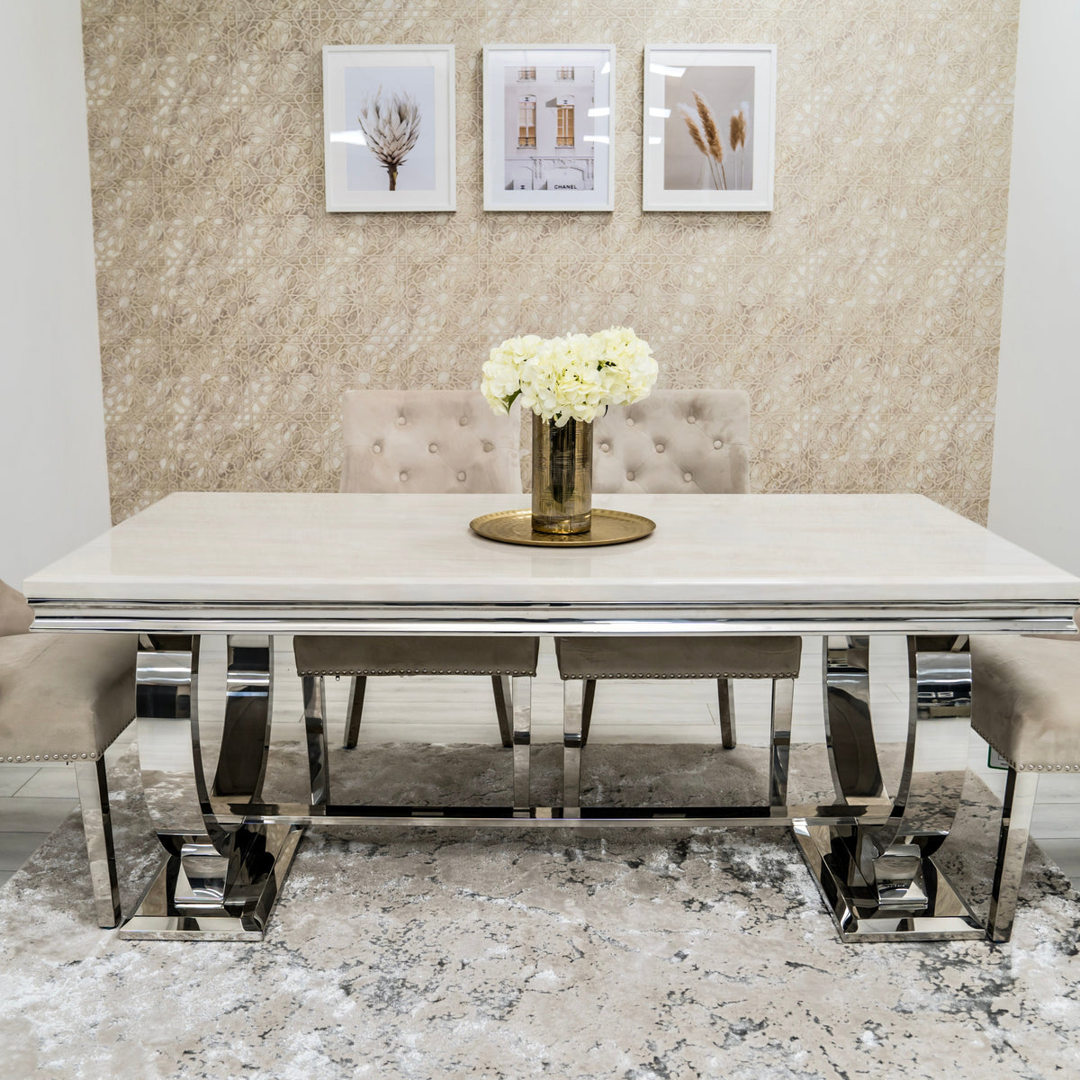 Arianna Cream Marble Dining Table – Lush Interiors